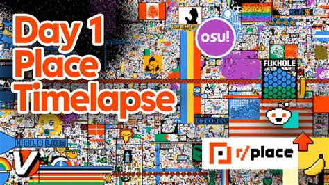 Official r/place canvas timelapse: day 1 - YouTube