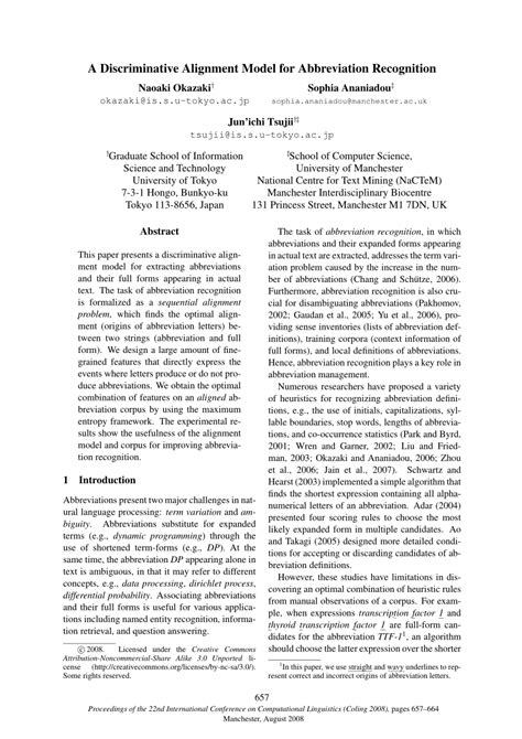 pdf a discriminative alignment model for abbreviation recognition