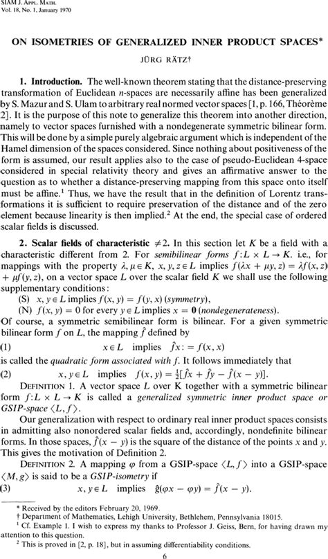 on isometries of generalized inner product spaces siam journal on