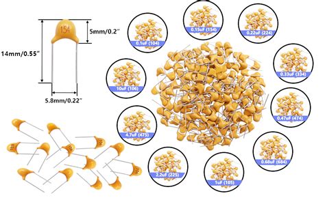 Mxuteuk 120 Pcs 0 33uf 334 Multilayer Monolithic Ceramic Capacitor 5 08mm 0 33uf 334
