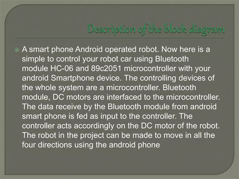 Android Mobile Phone Controlled Bluetooth Robot Pptx
