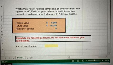 Solved 1 Calculate The Annual Rate Of Return What Annual Chegg Com
