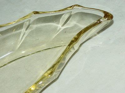 Vintage Heisey Glass Empress Sahara Yellow Leaf Celery Relish Dish 525848530