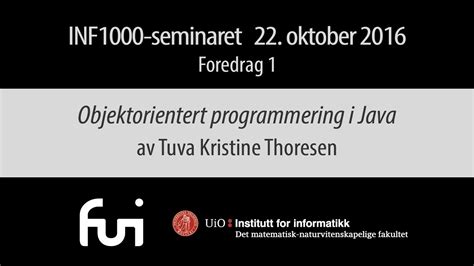 Inf1000 Seminar Objektorientert Programmering I Java Youtube