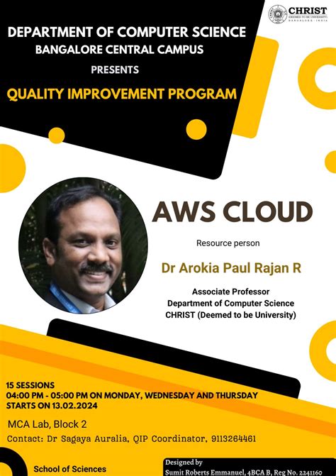 Christ University Department Of Computer Science On Linkedin Aws Cloud Quality Improvement