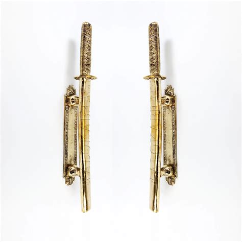 2 Brass Large 50cm 20 Pair Samurai Sword Shape Rustic Cast Brass Heavy