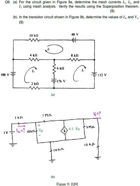 Q9 A For The Circuit Given In Figure 9a Determine The Mesh Currents
