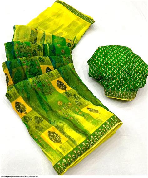 Gd Mix Georgette With Multiple Border Saree