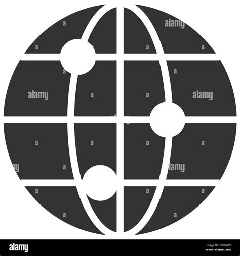 Global Sphere With Network Dots Over White Background Silhouette Style Vector Illustration