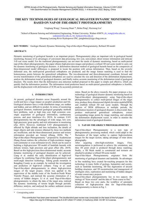 Pdf The Key Technologies Of Geological Disaster Dynamic Monitoring Based On Nap Of The Object