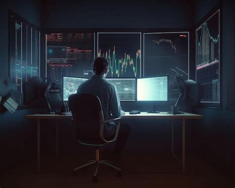 Premium Ai Image Professional Trader Investor Set On Desk And Look At Big Trading Charts Screens