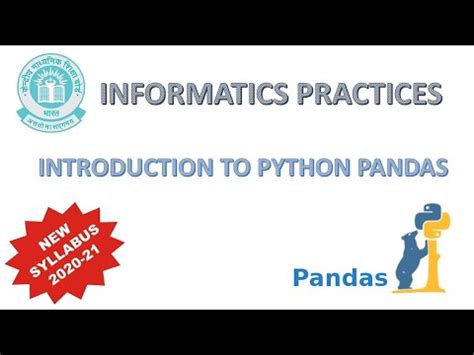 Introduction To Python Libraries CBSE Class Informatics Practices Python Pandas YouTube