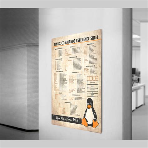 Linux Commands Cheat Sheet Open Source Open Mind Poster