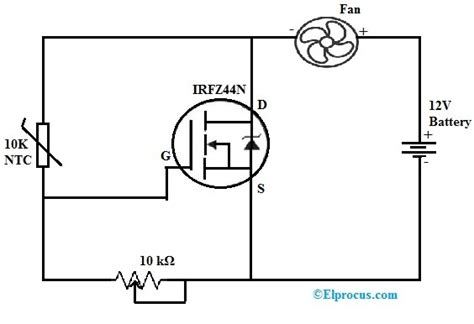 Temperature Controlled Fan With Mosfet Transistor