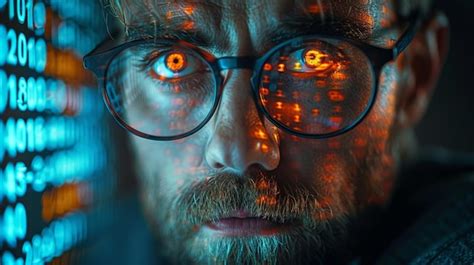 premium photo man in glasses looking at computer screen