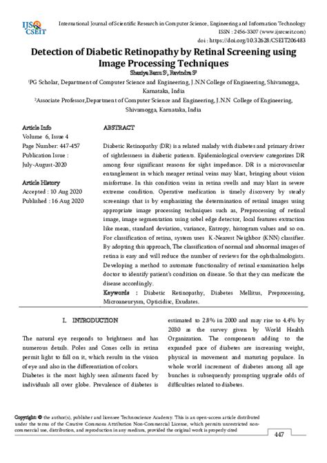 Pdf Detection Of Diabetic Retinopathy By Retinal Screening Using Image Processing Techniques