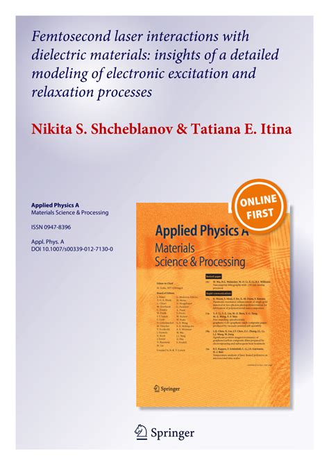 Pdf Femtosecond Laser Interactions With Dielectric Materials