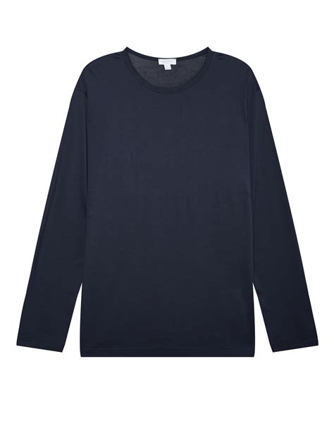 Raum [sunspel] 네이비 단색 면 긴팔티셔츠 위시버킷