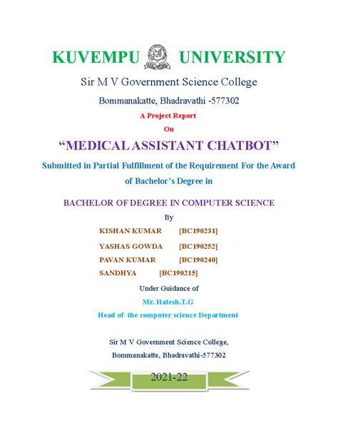 Kuvempu University Main Page Sandhya 3 Kuvempu University Sir M V Government Science College