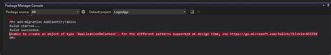 Unable To Create An Object Of Type Applicationdbcontext For The Different Patterns Supported