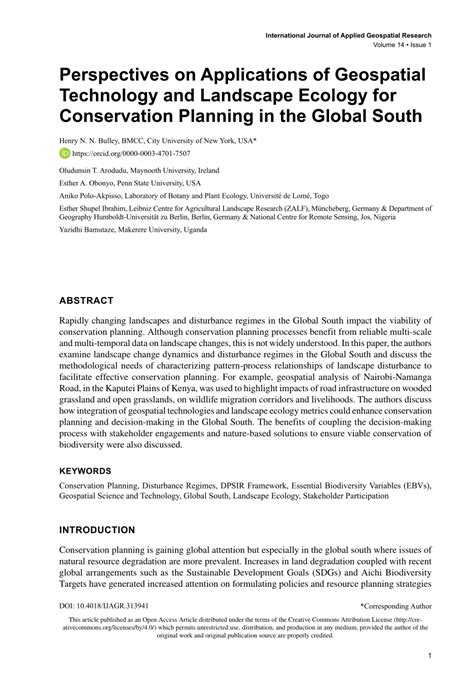 Perspectives On Applications Of Geospatial Technology And Landscape Ecology For Conservation