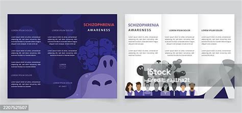 정신분열증 인식 삼중 브로셔 불완전한 뇌 퍼즐 유령 환자 및 의료진이 포함된 팜플렛 또는 삼부작 전단지 템플릿 3단 브로슈어에 대한 스톡 벡터 아트 및 기타 이미지 Istock
