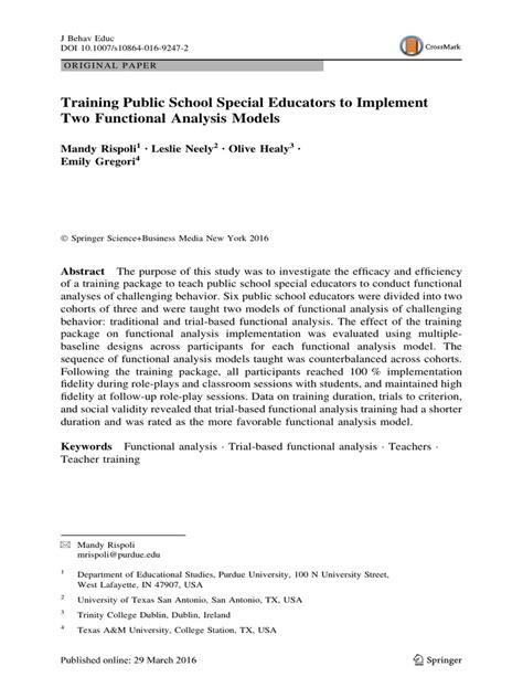 2016 training public school special educators to implement two