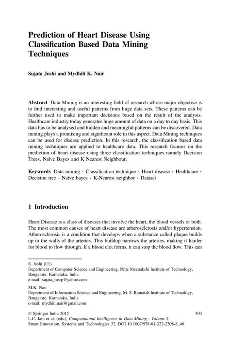 Pdf Prediction Of Heart Disease Using Classification Based Data Mining Techniques