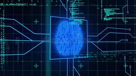 Animation Of Biometric Brain Binary Coding And Data Processing Stock