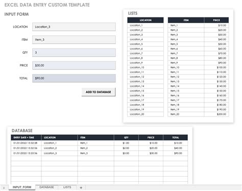 Downloade excel data entry form template