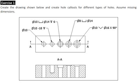 solved create the drawing shown below and create hole