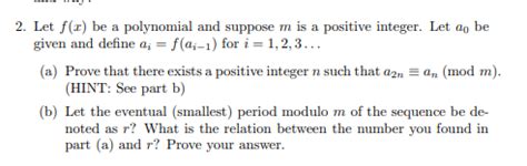 Solved Let F X Be A Polynomial And Suppose M Is A Chegg