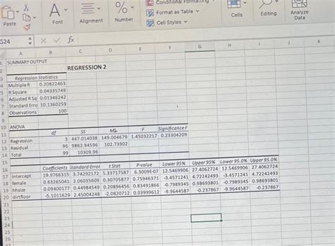 solved compare regression 1 and regression 2 in which