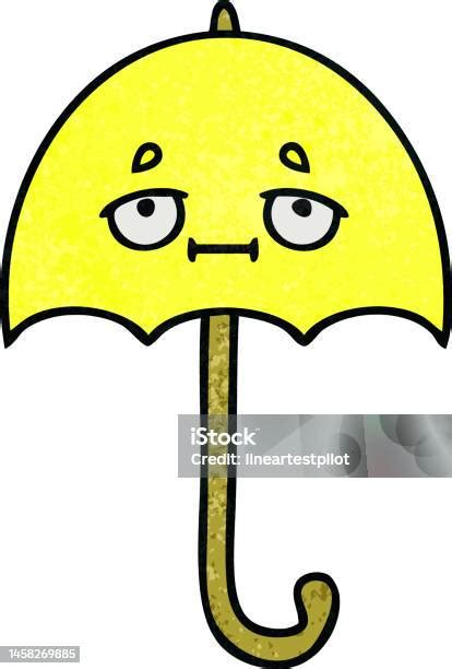 우산의 복고풍 그런 지 질감 만화 귀여운에 대한 스톡 벡터 아트 및 기타 이미지 귀여운 그런지 이미지 기법 날씨 Istock