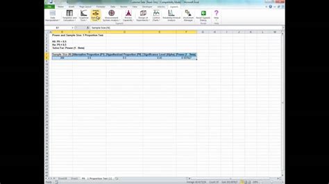 Calculate Power And Sample Size For Both 1 And 2 Proportion Tests In Sigmaxl Youtube