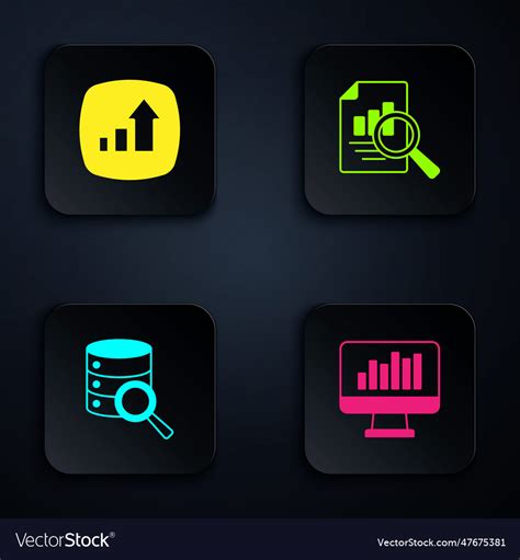 Set Monitor With Graph Chart Financial Growth Vector Image