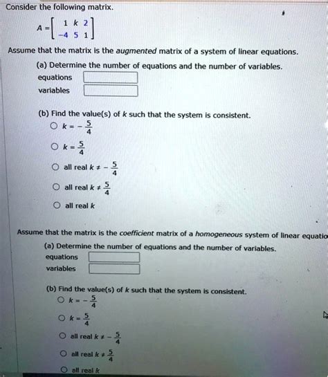 solved consider the following matrix a [ 1 assume that the matrix is