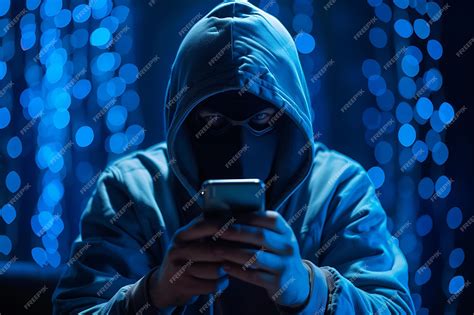 Hacker In Hood Stealing Information From Computer Monitor Cybercrime