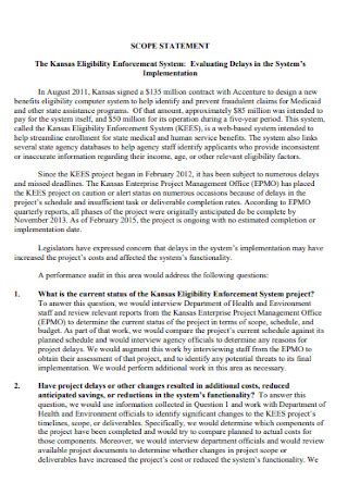 29 FREE Scope Statement Samples To Download