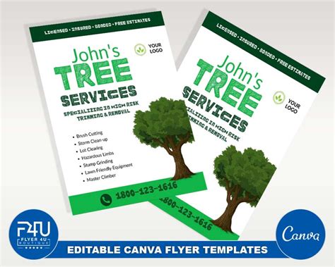 Tree Service Flyer DIY Canva Tree Service Flyer Template Etsy
