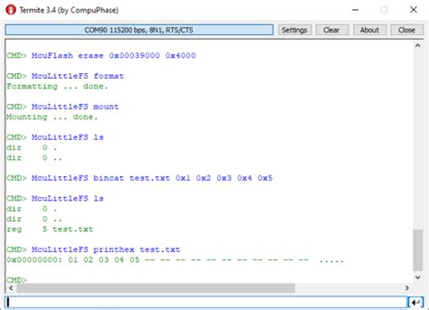 littlefs file system with mcu internal flash memory mcu on eclipse