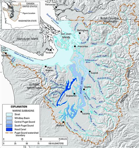 Physiographic Map Of Puget Sound With Drainage Basin And Major Download Scientific Diagram