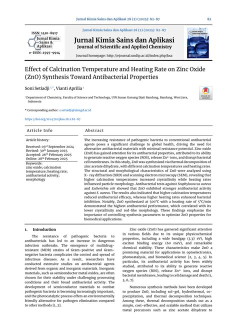 Pdf Effect Of Calcination Temperature And Heating Rate On Zinc Oxide Zno Synthesis Toward