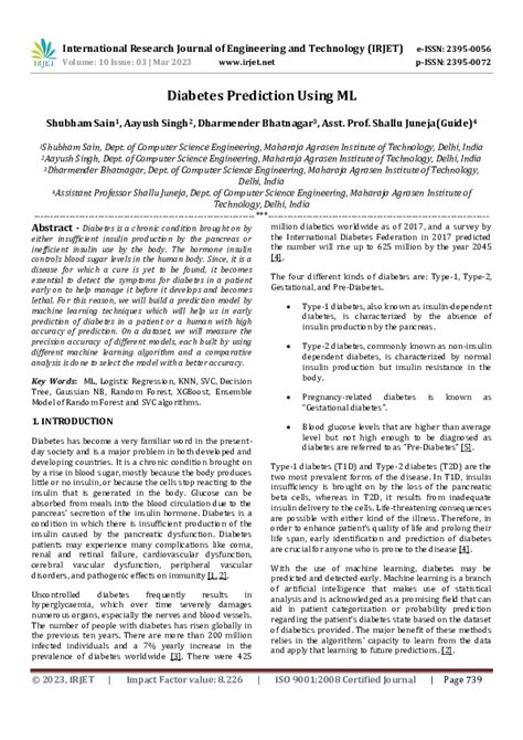 Pdf Diabetes Prediction Using Ml