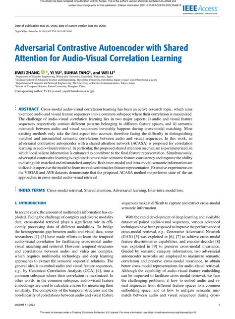 Pdf Adversarial Contrastive Autoencoder With Shared Attention For Audio Visual Correlation