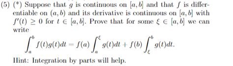 Solved ∗ Suppose That G Is Continuous On [a B] And That F