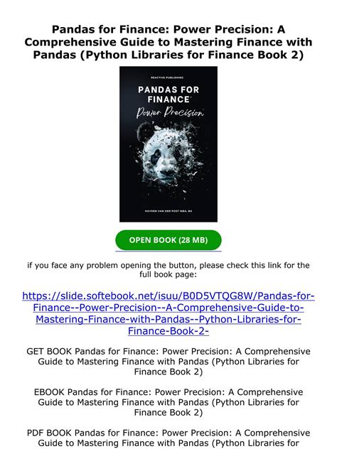 Ebook Pdf Pandas For Finance Power Precision A Comprehensive Guide To Mastering Finance With