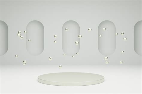 금속 거품제품 프레젠테이션을 위한 라운드 플랫폼 차분한 파스텔 색상의 3d 모델링 씬 간단한 기하학적 3d 요소와 빈 연단 0명에 대한 스톡 사진 및 기타 이미지 Istock