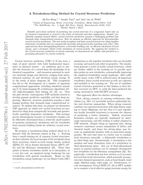 Pdf A Tetrahedron Tiling Method For Crystal Structure Prediction