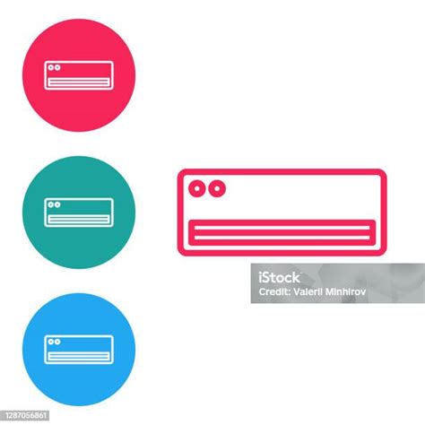 흰색 배경에 격리된 빨간색 선 에어컨 아이콘입니다 분할 시스템 에어컨 시원하고 차가운 온도 조절 시스템 원 버튼에 아이콘을
